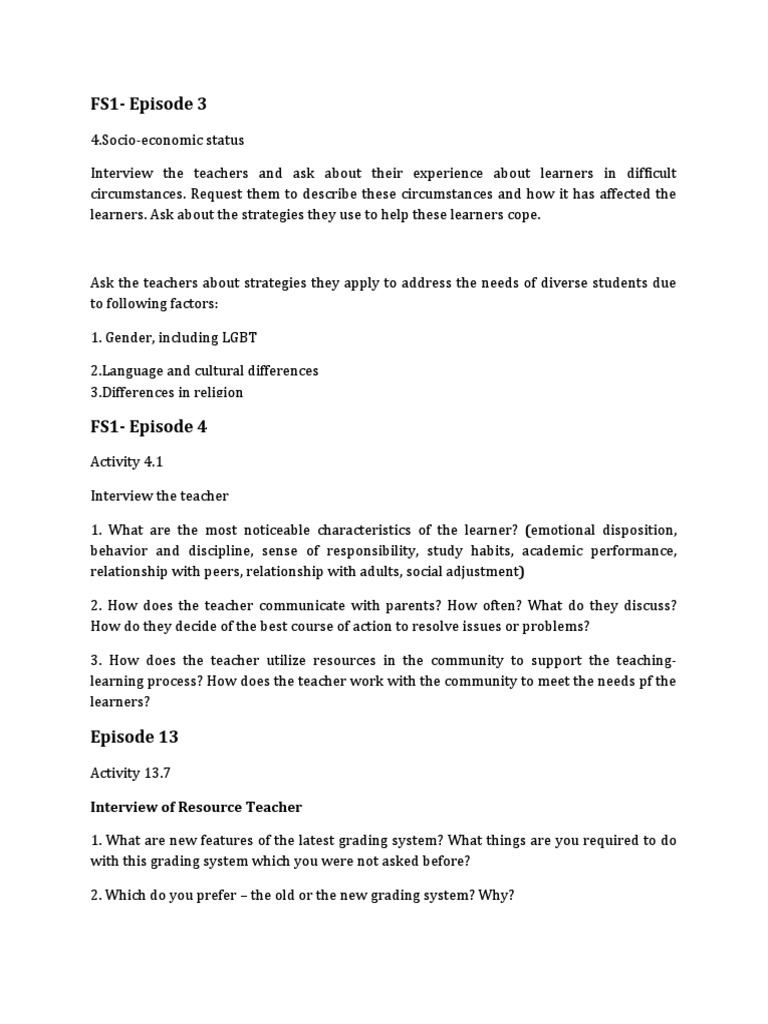 Interview For Teachers! | PDF | Teachers | Teaching Method