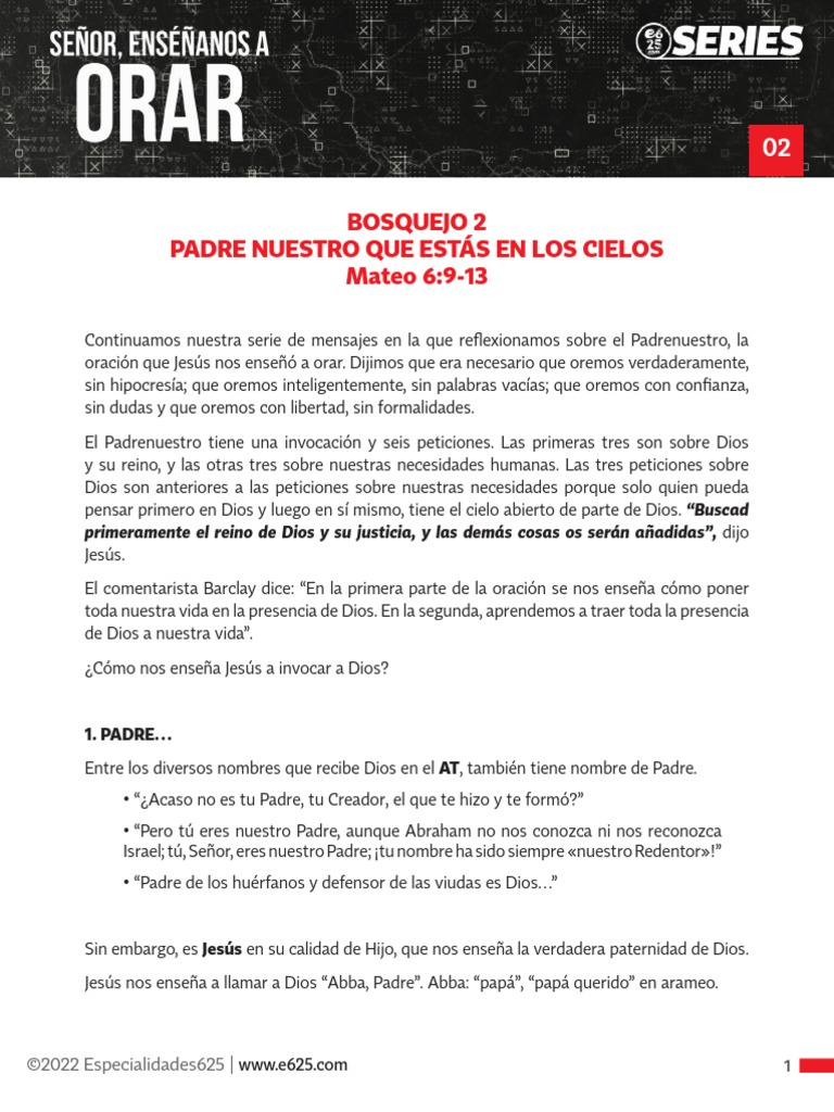 Serie Enseñanos A Orar 2 | PDF | orador del Señor | Oración