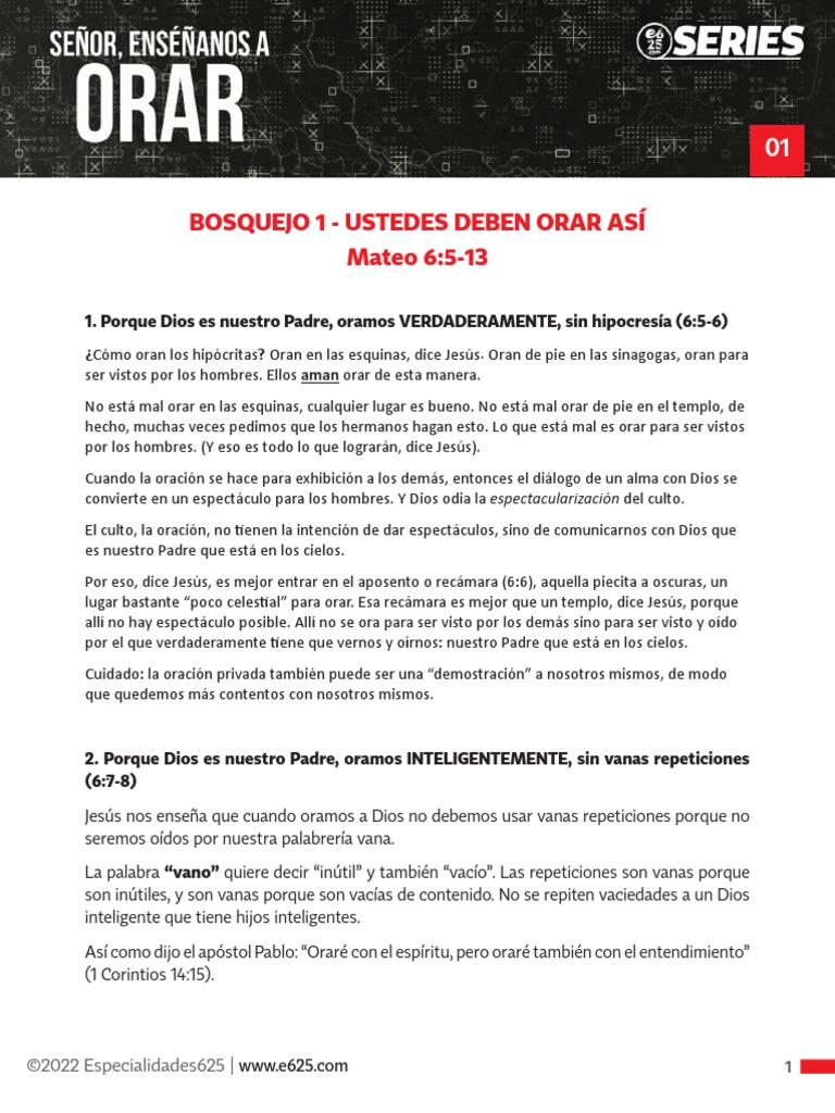 Serie Enseñanos A Orar 1 | PDF | Oración | orador del Señor