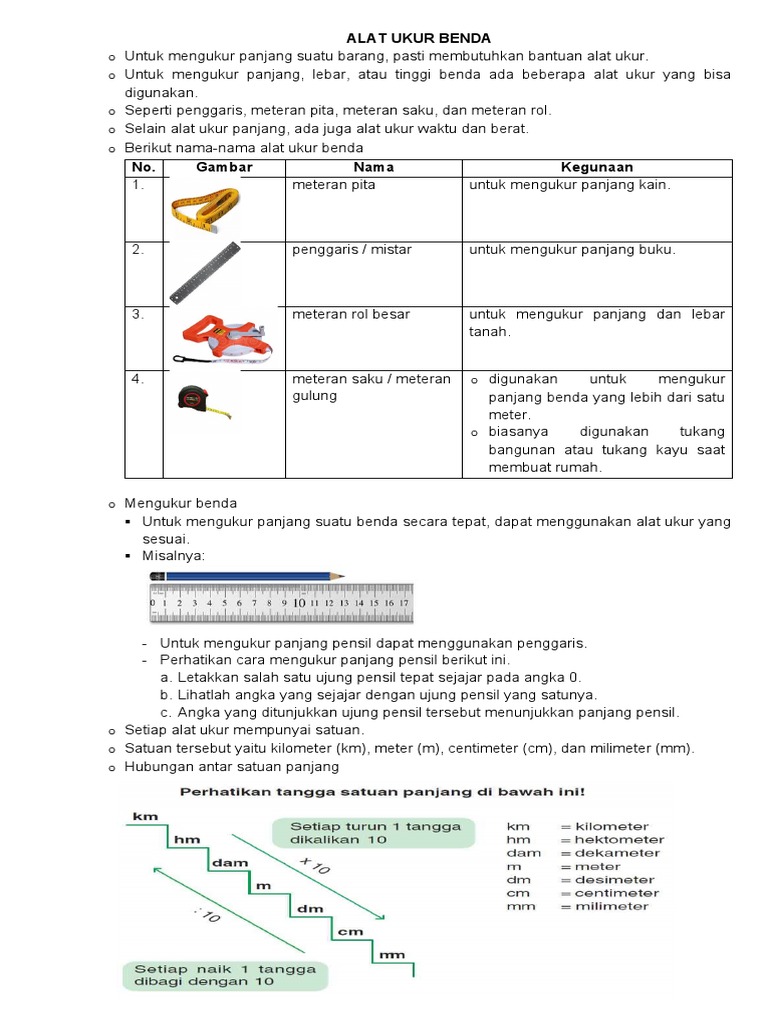 Alat Ukur Panjang dan Cara Mengukurnya | PDF