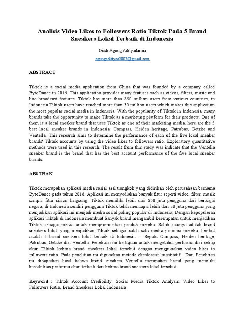 Jurnal Analisis Rasio Tiktok 5 Brand Sneakers Lokal Di Indonesia | PDF