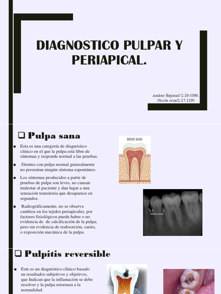 Diagnostico Pulpar y Periapical. | PDF | Medicina CLINICA | Enfermedades y trastornos