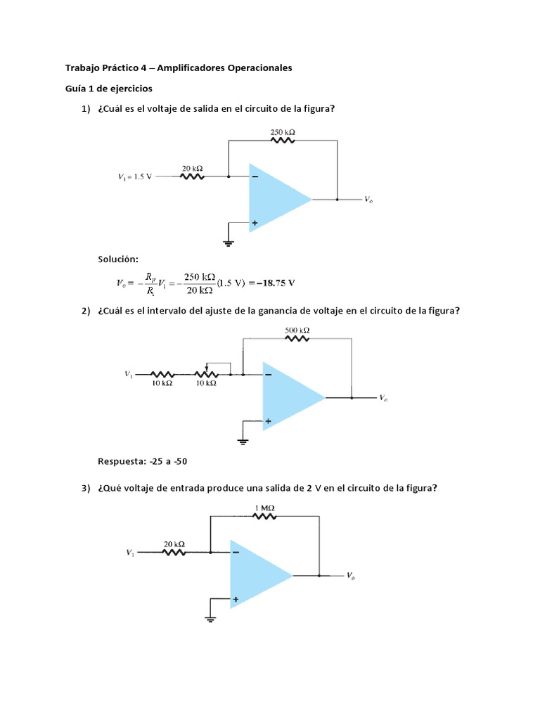 TP4 - 1 - Amplificadores Operacionales | PDF