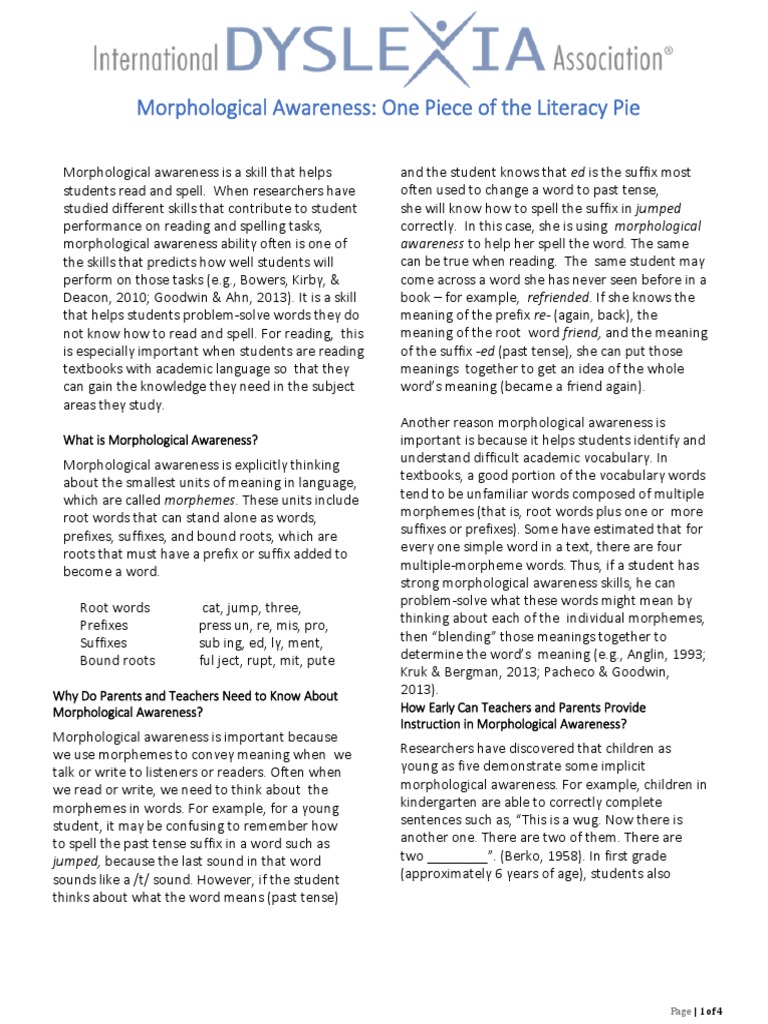 Morphological Awareness | PDF | Morphology (Linguistics) | Word