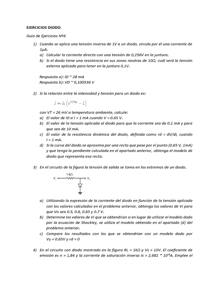 TP1 - Diodo | PDF | Diodo | Resistencia Eléctrica y Conductancia