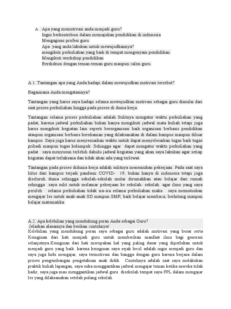 Jawaban Essai PPG | PDF