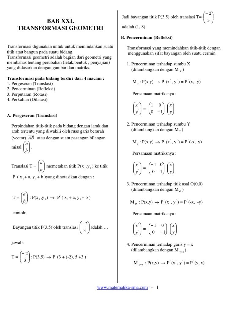 BAB XXI Transformasi Geometri | PDF | Metode & Bahan Ajar