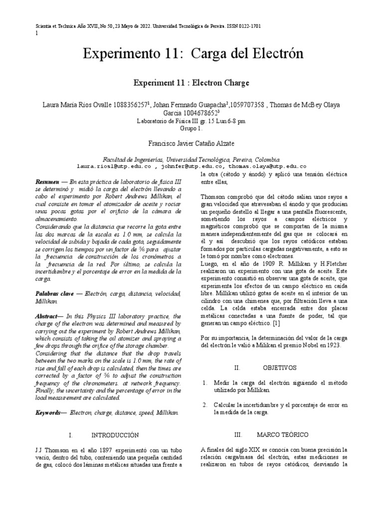 Experimento 11 - Carga Del Electrón | PDF