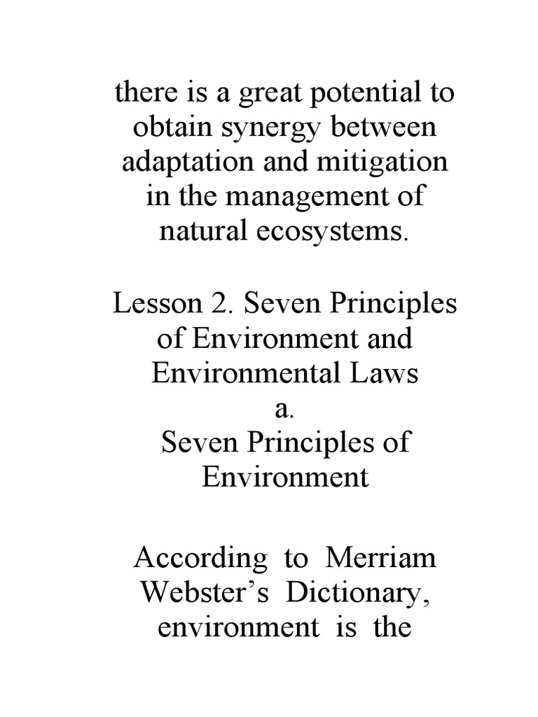 Lesson 2. Seven Principles of Environment and Environmental Laws | PDF ...