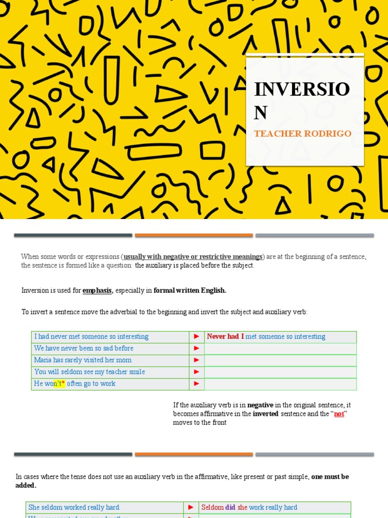 Inversion | PDF | Clause | Adverb