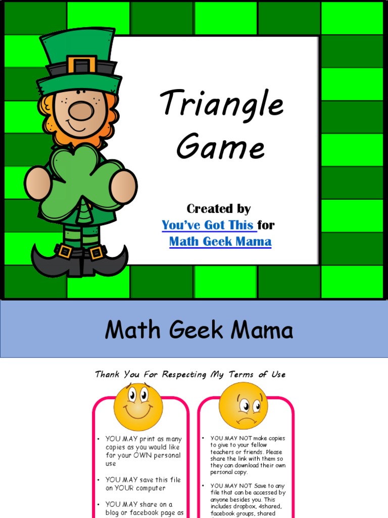 Types of Triangles Game for Math Geek Mama | PDF | Triangle | Geometric ...