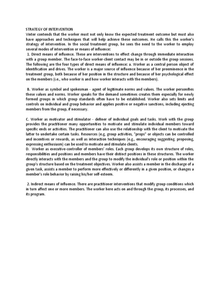 Strategies of Direct and Indirect Intervention in Social Treatment ...