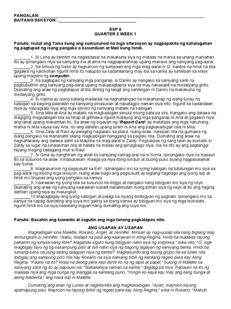 Esp Week 1 Q2 | PDF