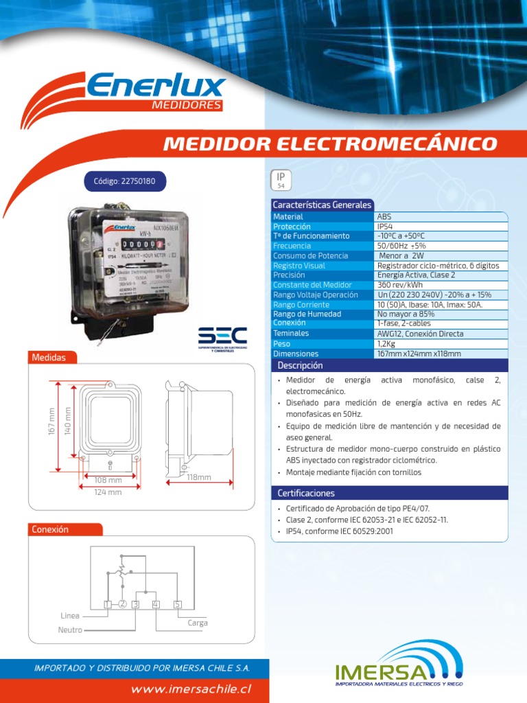 Ficha Tenica Medidor Electromagnetico Mx1050em Enerlux 2021 | PDF