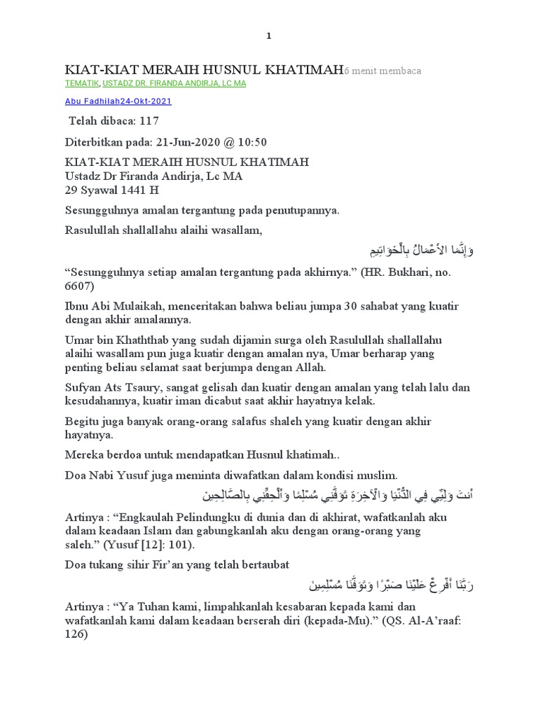 Kiat Kiat Husnul Khatimah | PDF