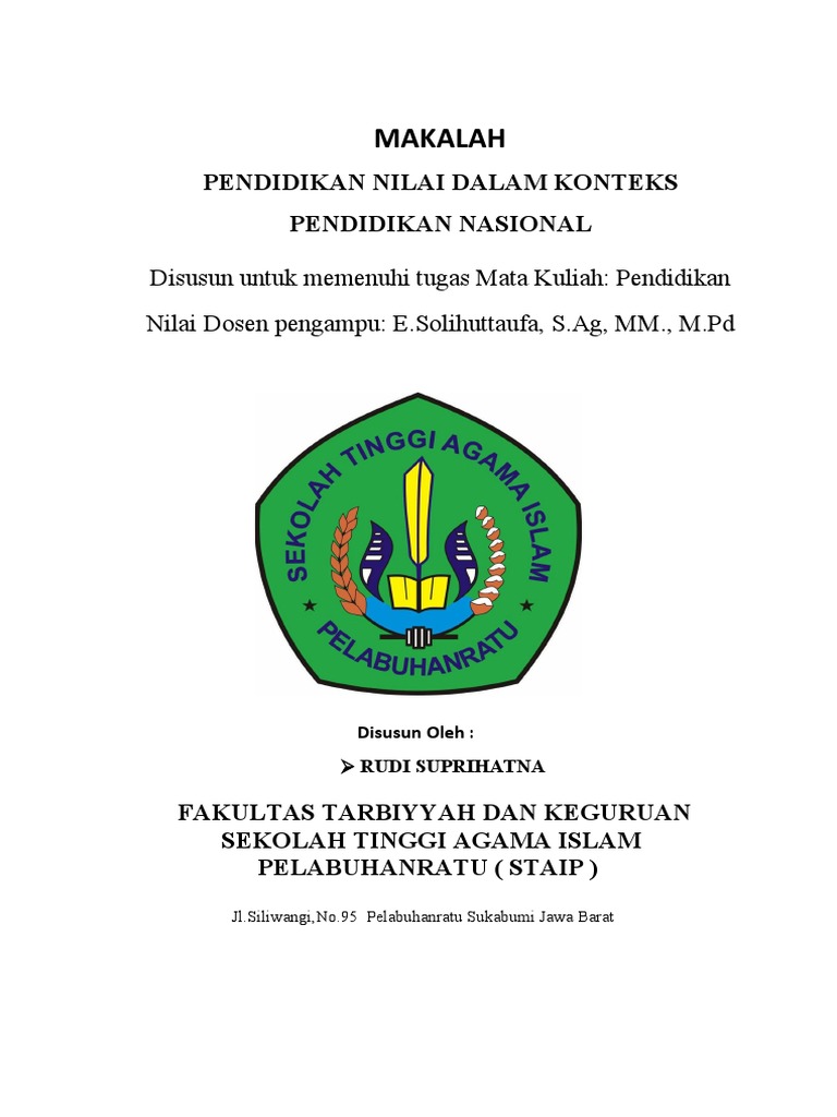 Cover Makalah Pendidikan Nilai | PDF