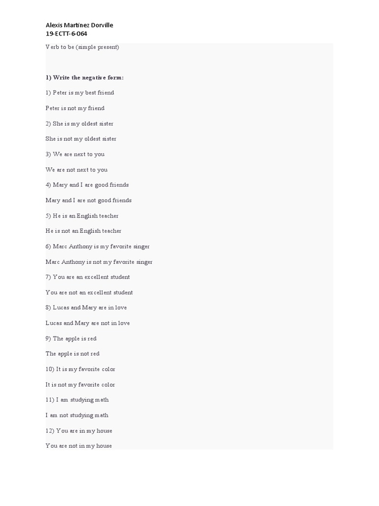 Verb To Be Pdf Linguistics