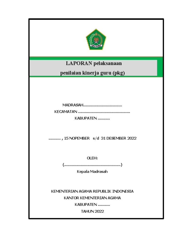 Template LAPORAN PKG 2022-MADRASAH | PDF