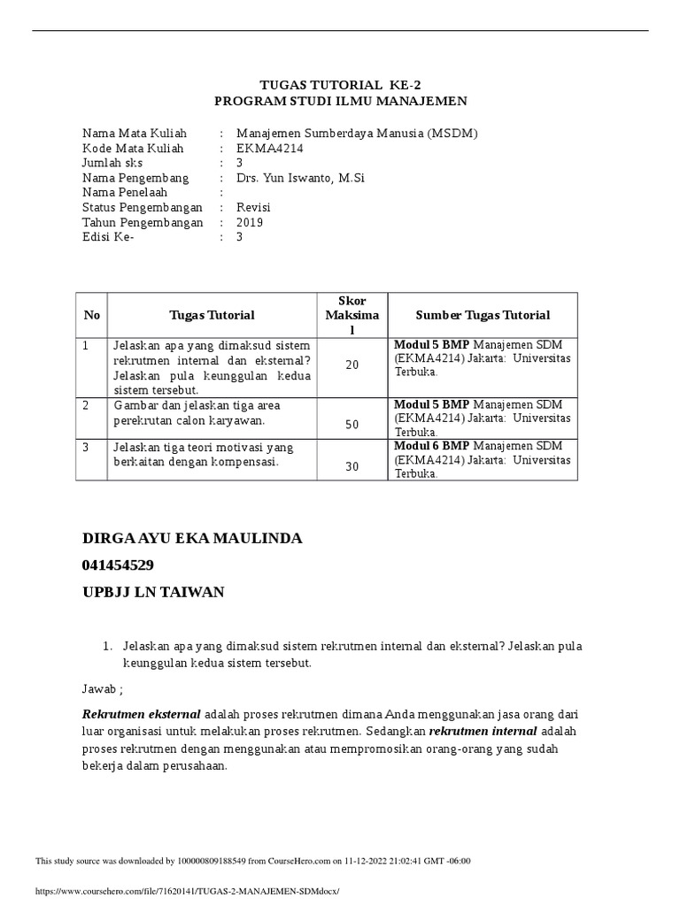 Tugas 2 Manajemen SDM | PDF