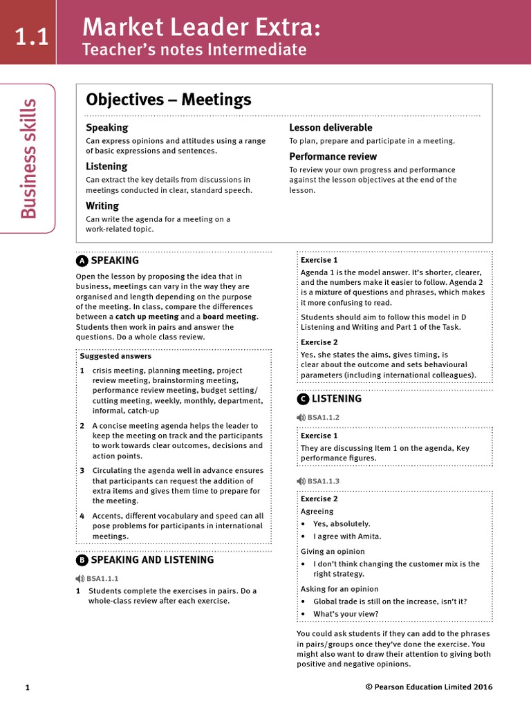 Extra Intermediate Teachers Notes | PDF | Body Language | Teachers