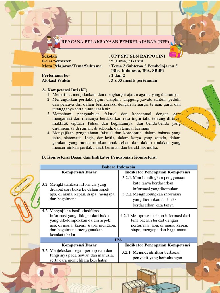 RPP Kelas V | PDF