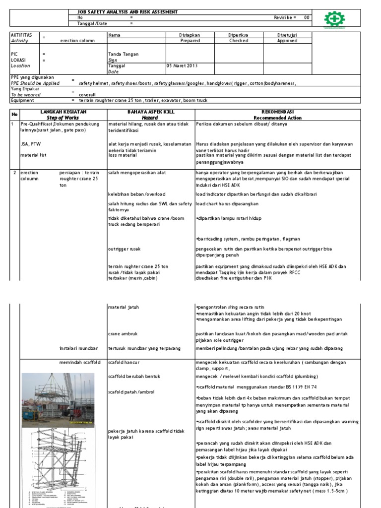 JSA Erection Coloum Imsafe 1665715212 | PDF