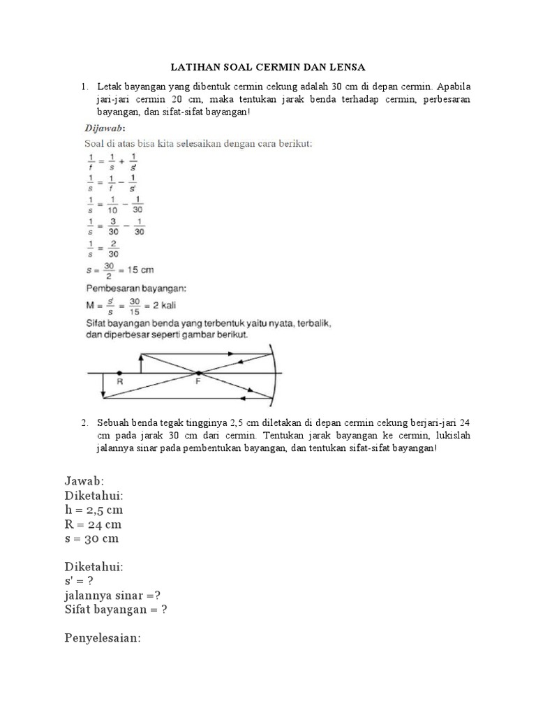 Soal Latihan Cermin dan Lensa Kelas 8 | PDF | Griya & Taman | Seni