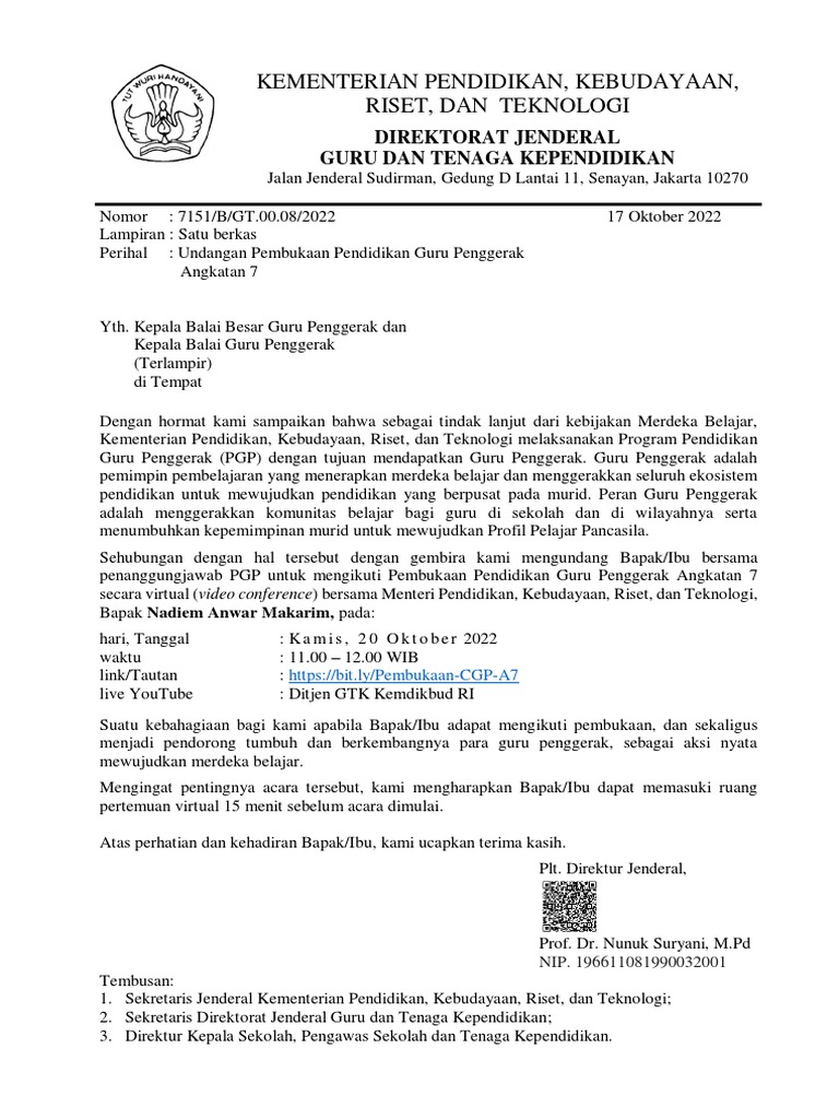 Und Pembukaan PGP - A7 - Kepala BBGP-BGP | PDF