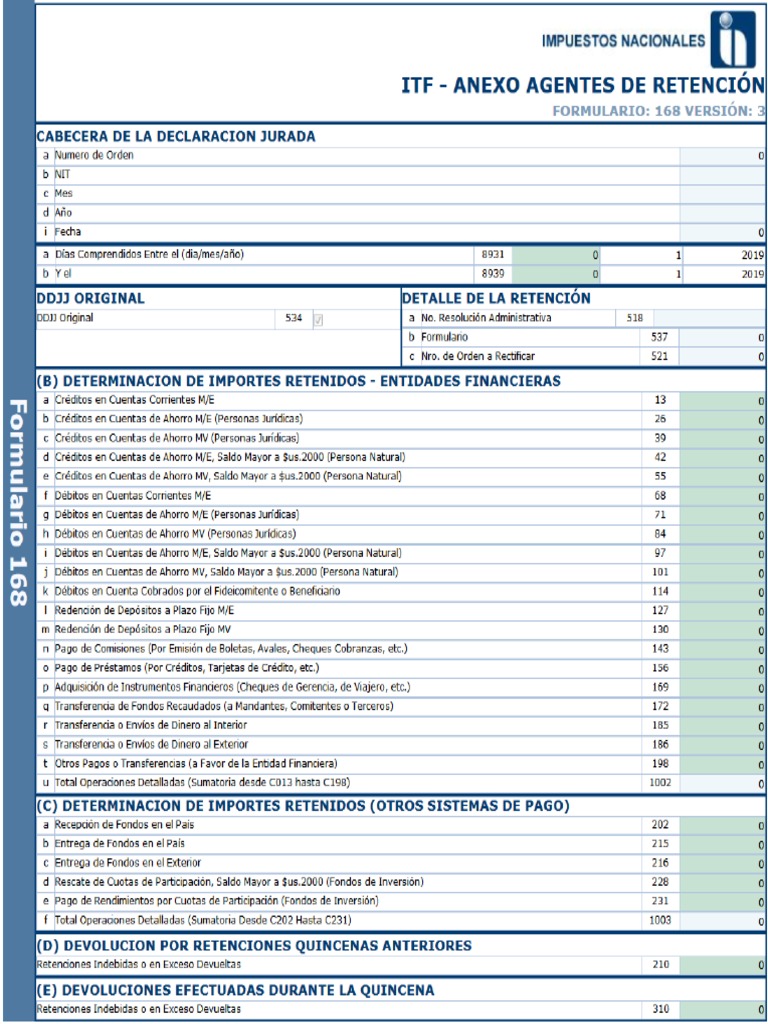 Formulario 168 v.3 | PDF