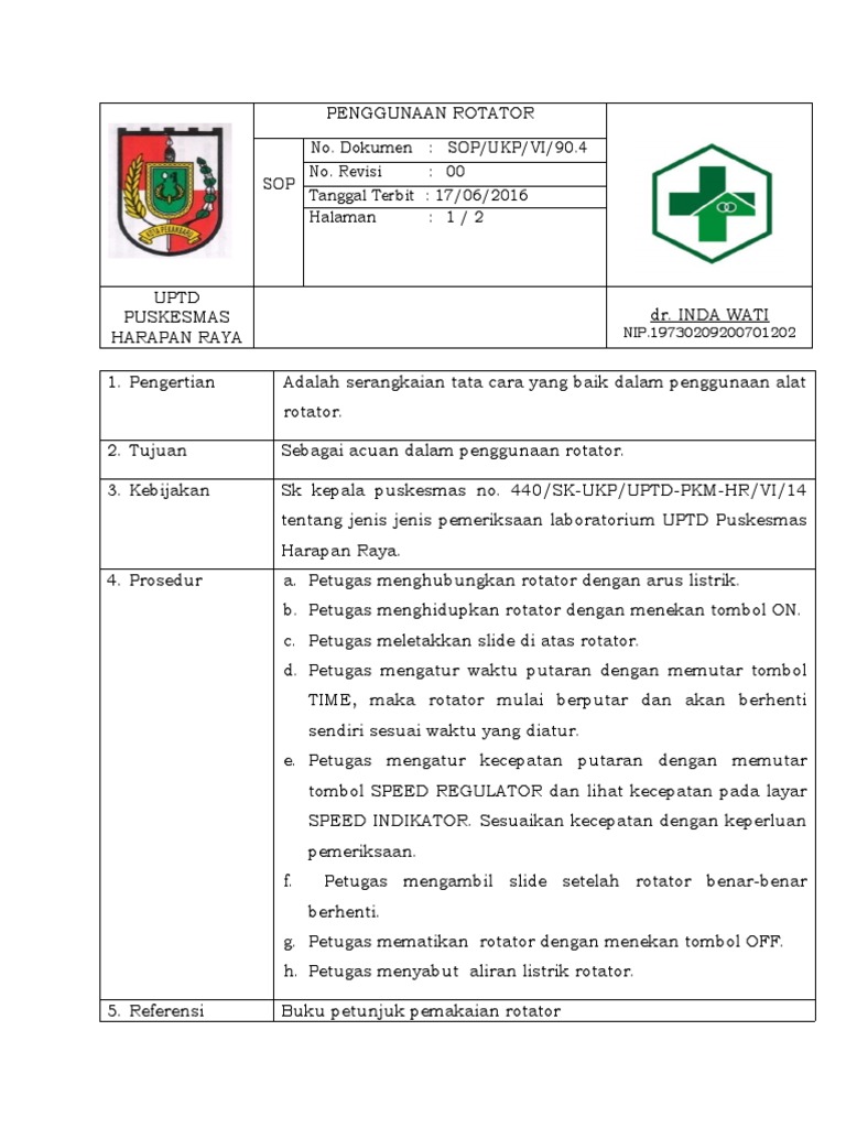 Prosedur Penggunaan Rotator Laboratorium | PDF