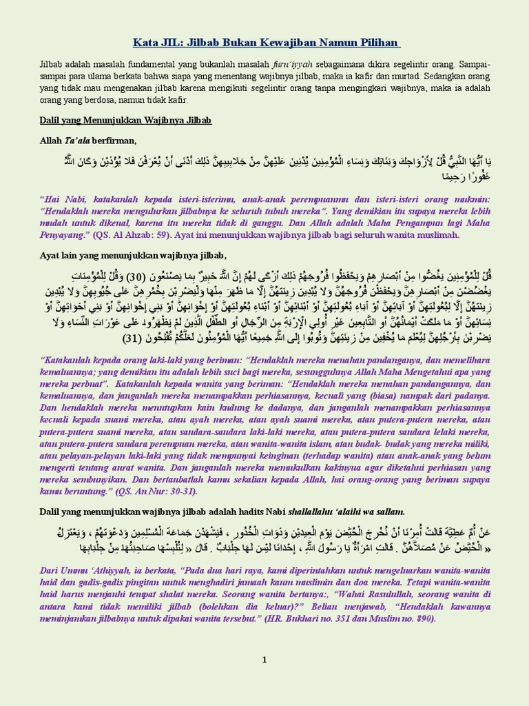 Wajibnya Jilbab: Pandangan dan Dalil | PDF | Agama & Spiritualitas