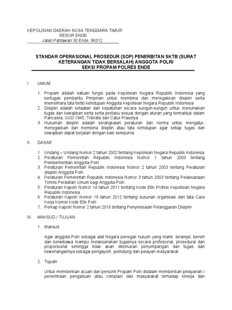 Prosedur Penerbitan SKTB Polri | PDF