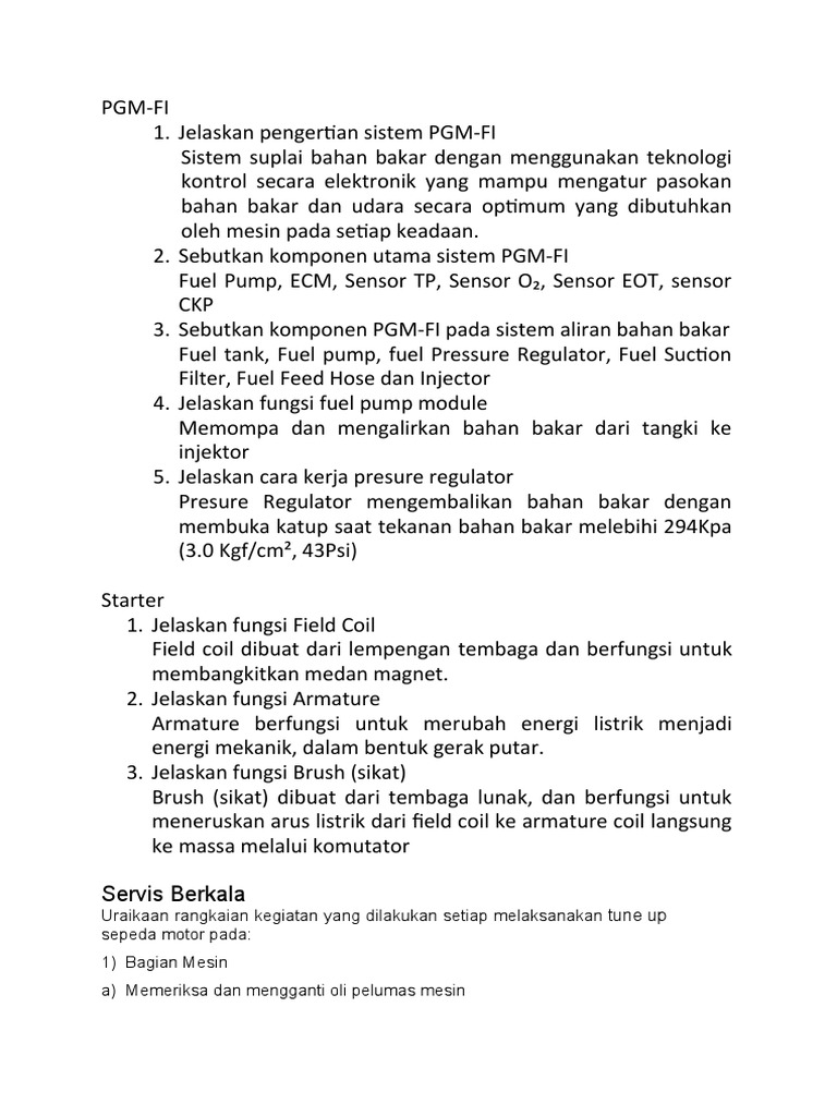 Pengertian dan Komponen Sistem PGM-FI [JUDUL]: Komponen Utama Starter Sepeda Motor [JUDUL ...