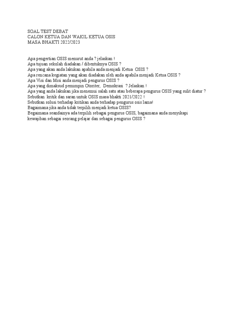 MC, Soal, Tartib Pilketos | PDF