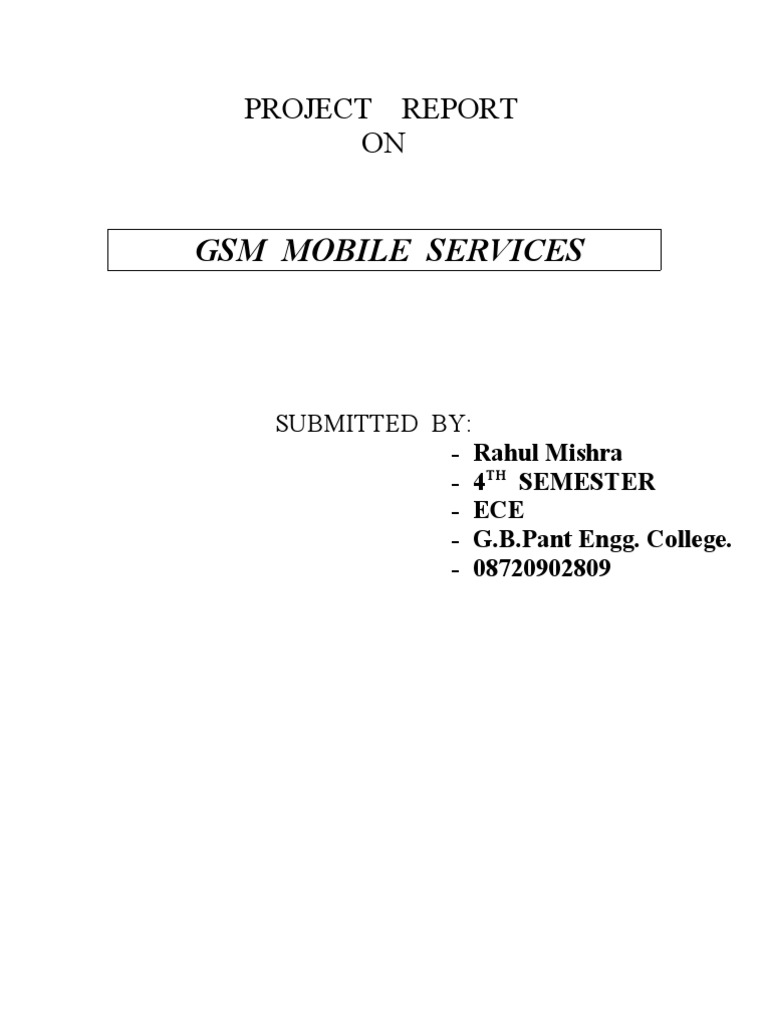 GSM Mobile Services: Project Report ON | PDF | Subscriber Identity ...