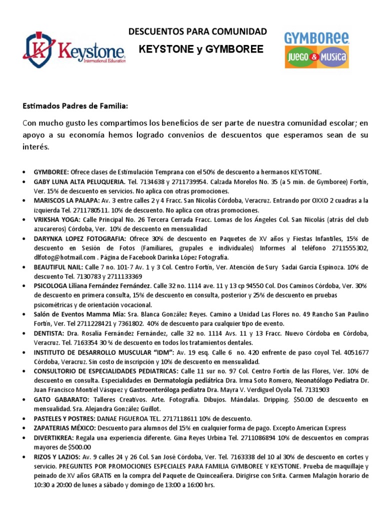 Convenios de Descuentos Keystone | PDF