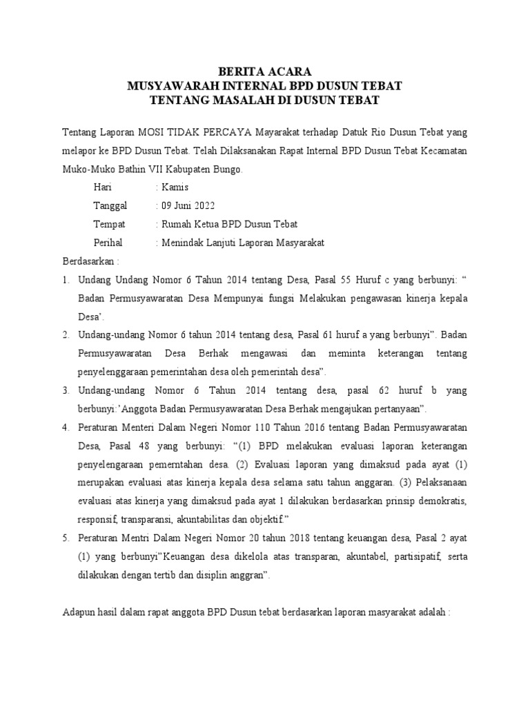 Berita Acara Internal | PDF