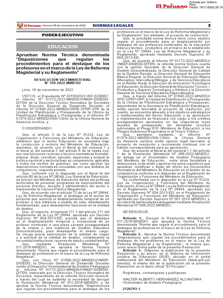 Norma Técnica RVM 150-2022 MINEDU | PDF | Regulación | Presupuesto