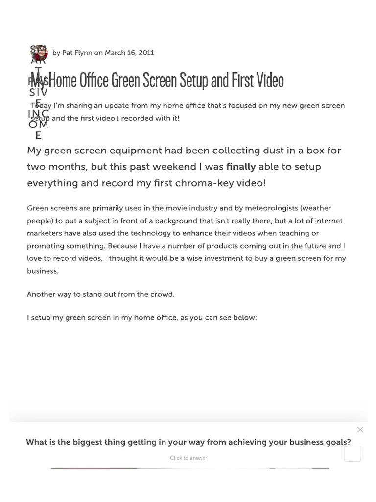 My Home Office Green Screen Setup and First Video | PDF