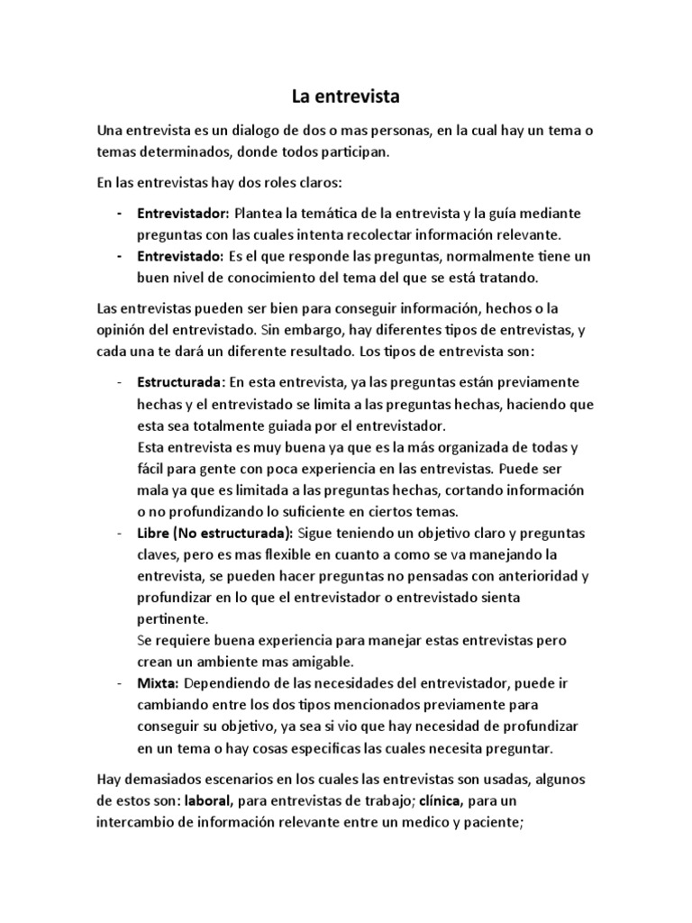 ¿Que Es Una Entrevista? | PDF | Experiencia | Información