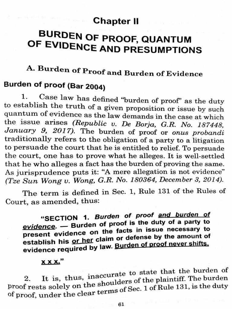 131-Evidence Riano 2022 Burden of Proof | PDF | Burden Of Proof (Law ...