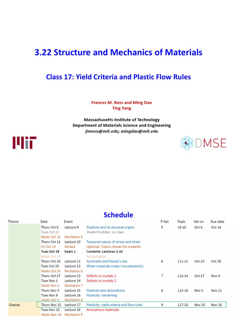 322 F22 Lecture17 Yield Criteria Flow Rules | PDF | Plasticity (Physics ...
