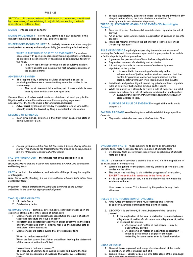 Notes Evidence | Download Free PDF | Evidence (Law) | Lawsuit