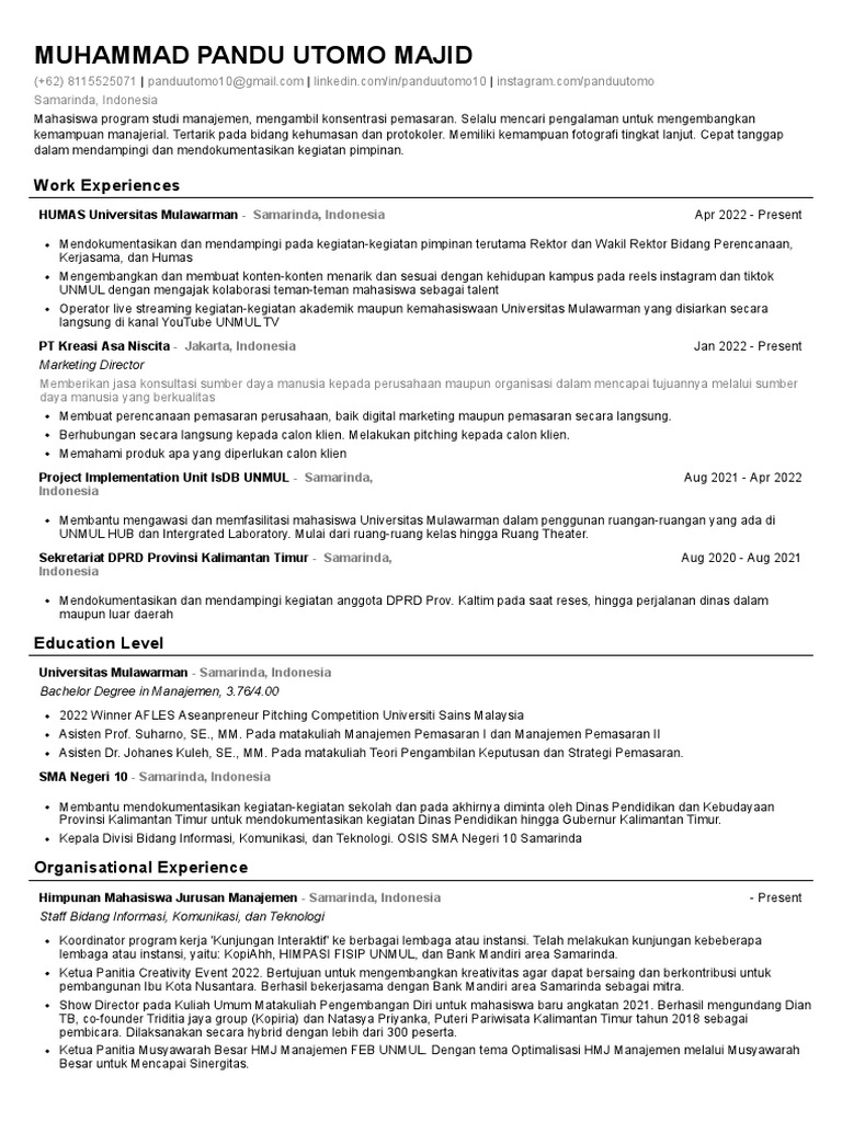 Muhammad Pandu Utomo Majid-Resume | PDF