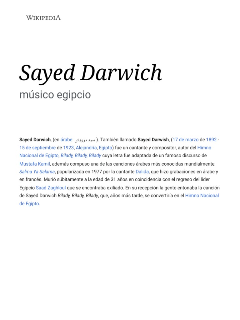 Sayed Darwich - Wikipedia, La Enciclopedia Libre | PDF