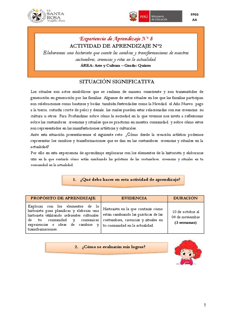Fp03-Actividad de Aprendizaje 08 - 2 - Quinto | PDF | Rituales | Cómics