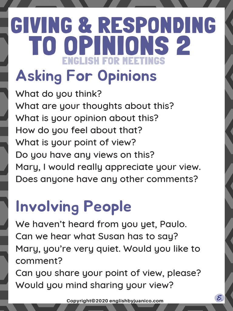 Giving and Responding To Opinions - 2 1 | PDF