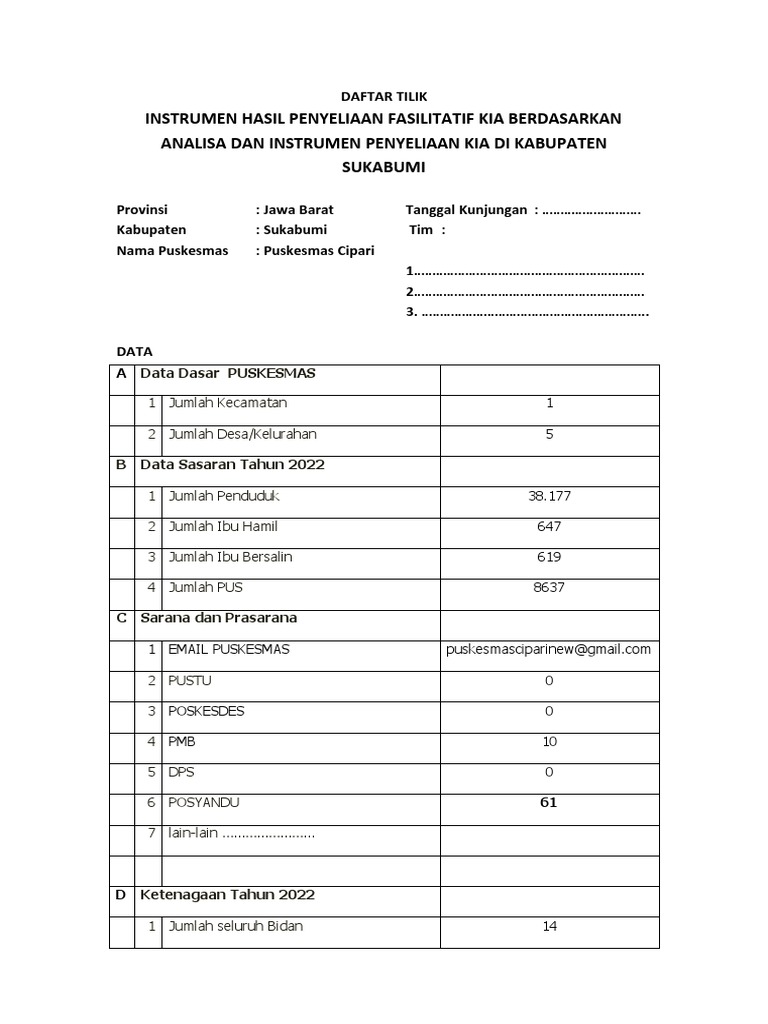 INSTRUMEN Monev Dan Penyeliaan KIA | PDF