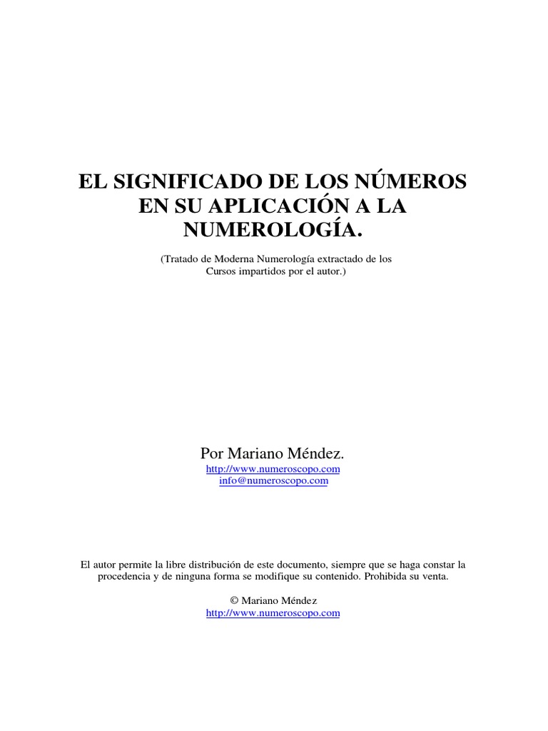 Numerologia Significado De Los Numeros Pdf Karma Intuición