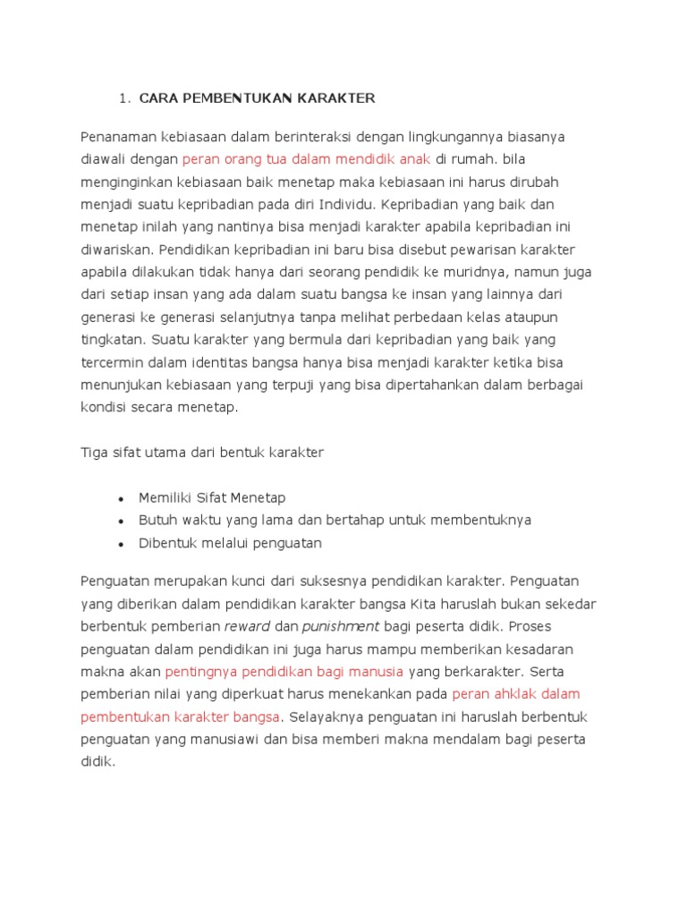 Cara Pembentukan Karakter | PDF